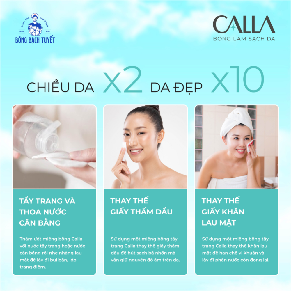 Combo 2 Hộp Bông Tẩy trang làm sạch da Calla Sạch Sâu 150 miếnghộp ...