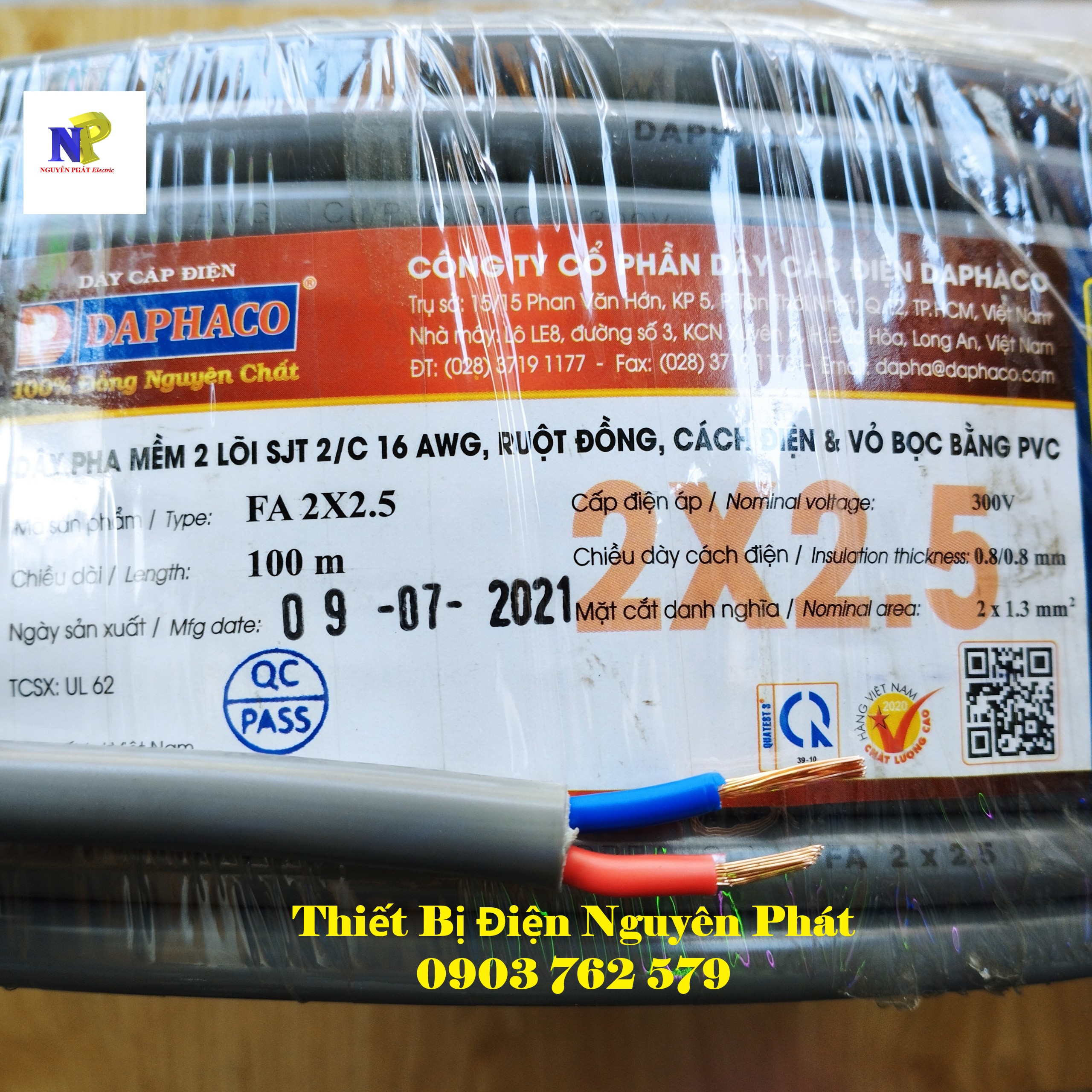[DAPHACO] Bán Lẻ Theo Mét Giá (1 Mét) Dây Cáp Điện Pha Mềm 2 Lõi Fa(2x1.0, 2x1.5, 2x2.5, 2x4.0x ...
