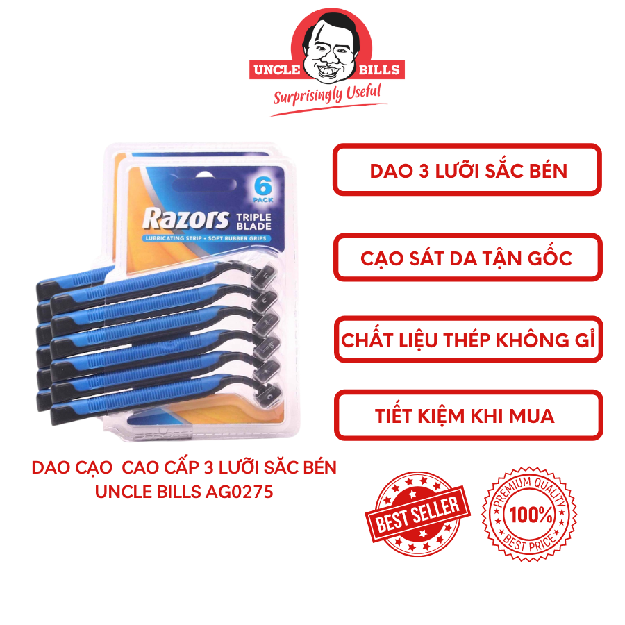 Bộ 6 Dao Cạo Dùng 1 Lần Cho Nam Uncle Bills AG0275 - MixASale