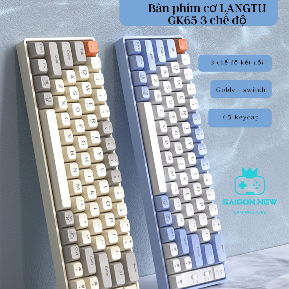 Bàn phím cơ không dây LANGTU GK65 có HOTSWAT, GOLDEN SWITCH- 3 chế độ ...