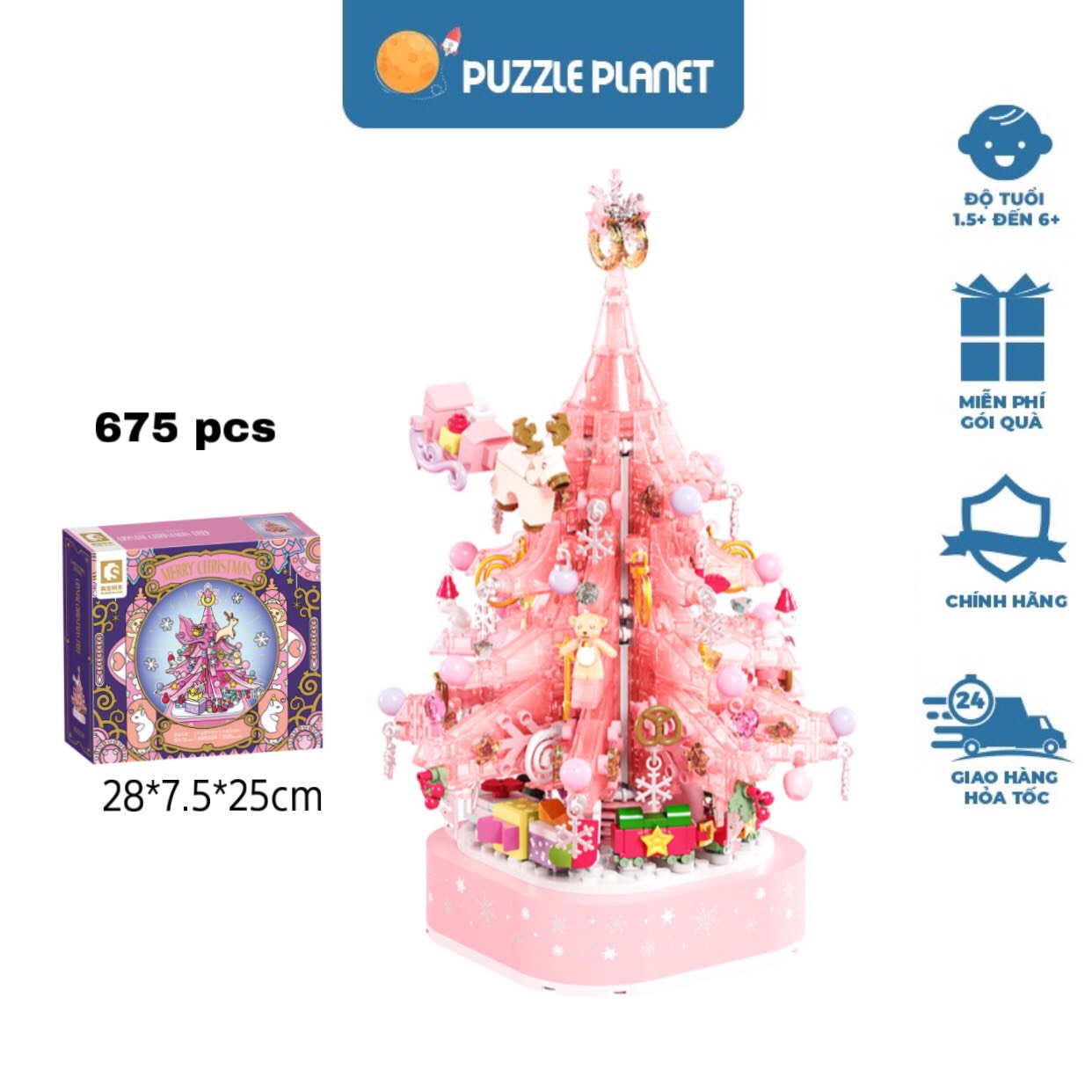 Bộ Xếp Hình Lego 675 mảnh Pha Lê Chủ Đề Cây Thông Noel Có Hộp Phát Nhạc ...