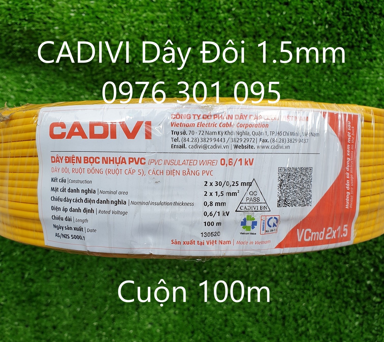 [Cadivi] Dây Điện Đôi [Cuộn 100M] Vcmd / 2X0.5 - 2X0.75 - 2X1.0 - 2X1.5 ...