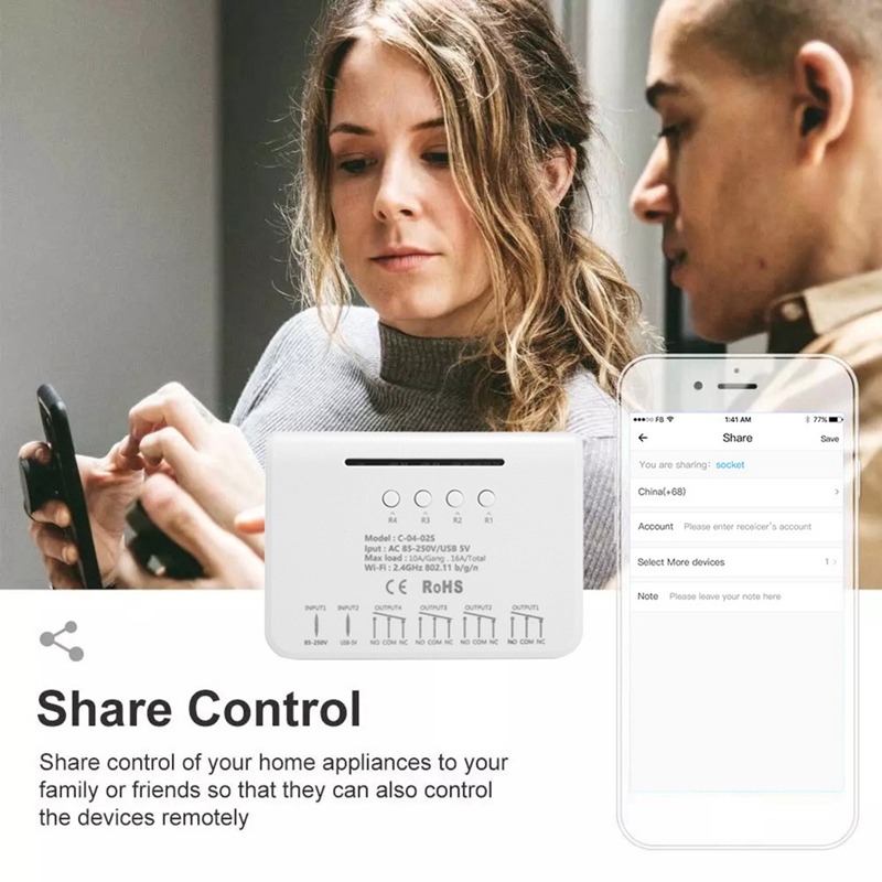 For Ewelink Relay 4CH Smart Home Switch Module Wifi 16A Relay Radio ...