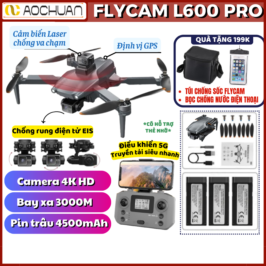 Flycam, Play cam L600 Pro Max-Drone Camera 4k-Máy Bay Điều Khiển Từ Xa ...