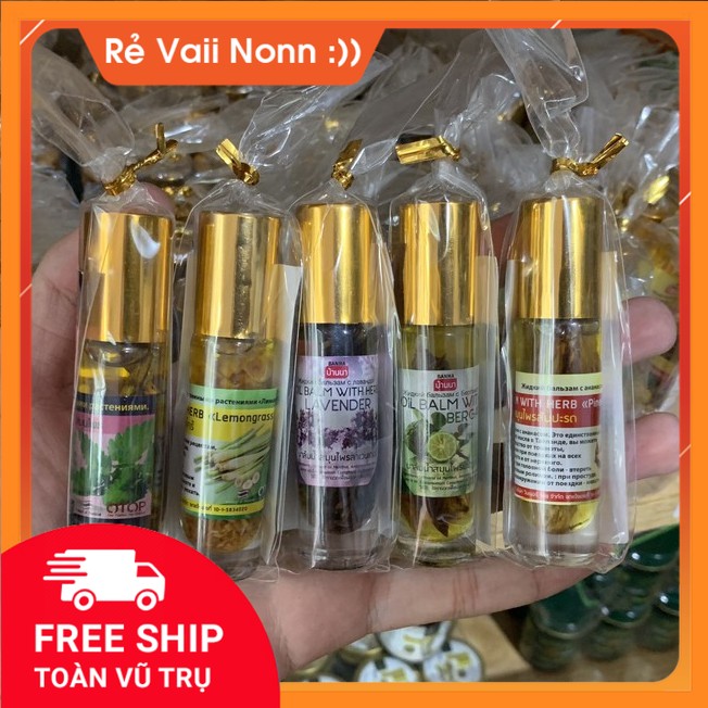 (Lố 12 Chai) Dầu Lăn Thảo Dược Banna OTOP Oil Balm With Herb 10ml Sả ...