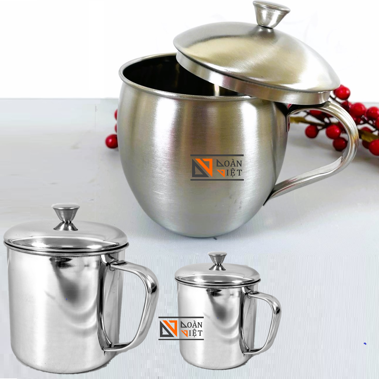 Ca uống nước inox có nắp đậy ca inox loại nhỏ ( 1 cái 9cm ) - MixASale