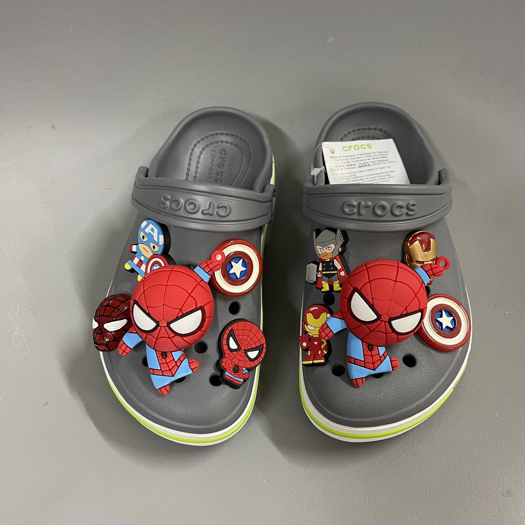 TẶNG 12 STICKER - Dép sục Cross Baya cho bé trai bé gái trẻ em màu Ghi ...