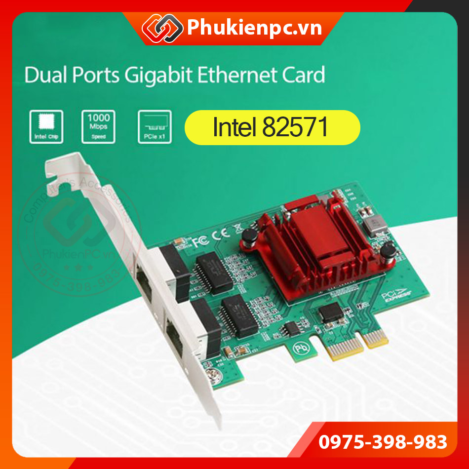 (Hàng mới) Card mạng PCIe 4x to 4 Port LAN RJ45 Ethernet 2.5 Gigabit ...
