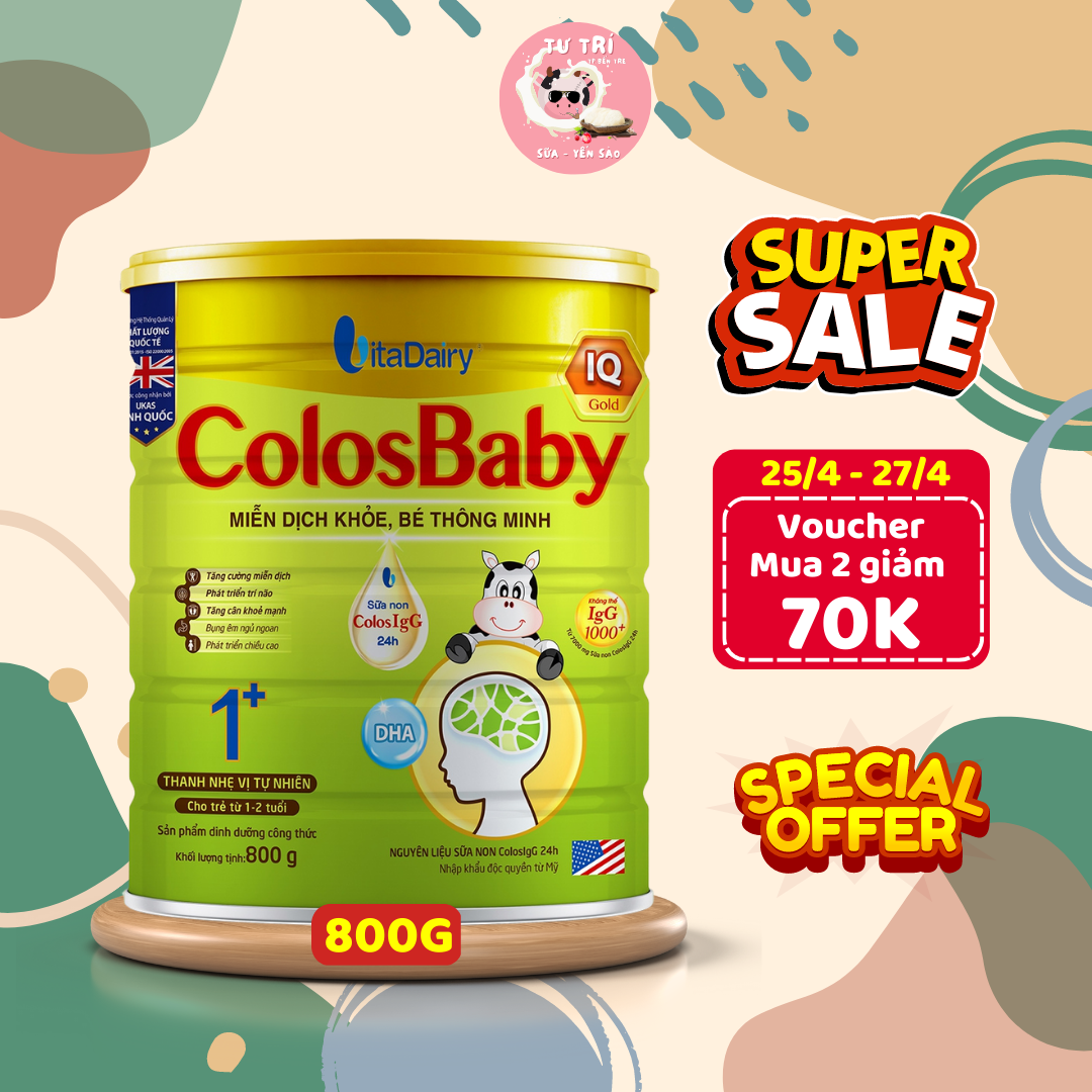 Sữa bột Colosbaby IQ Gold 2 lon 800g hương vani ( từ 2 tuổi trở lên ...