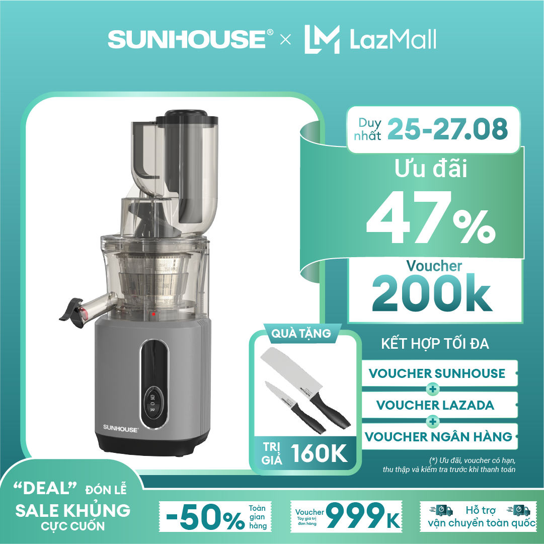 25.08 - 27.08 Máy ép chậm SUNHOUSE SHD5503 - Dung tích 800ml - Công ...