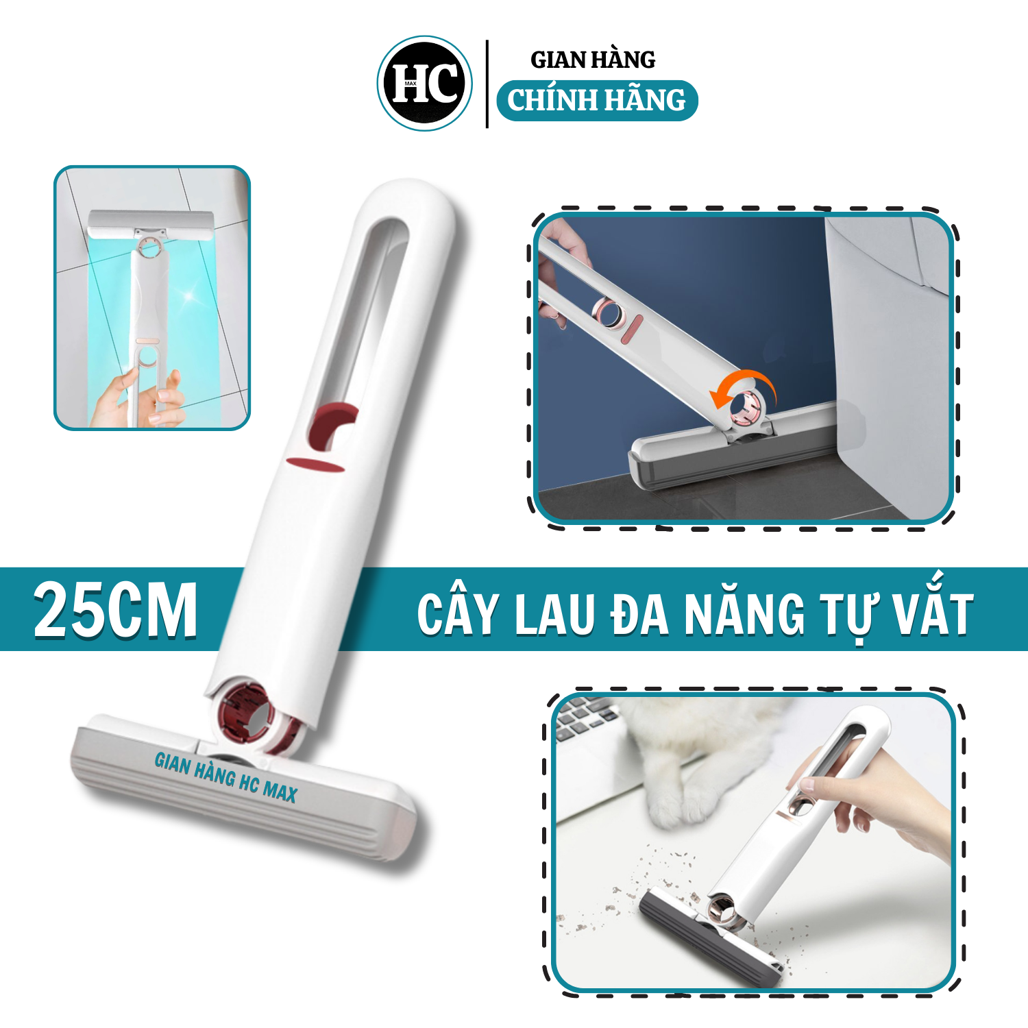 [HC MAX] Cây Lau Bàn Bếp Tự Vắt Thông Minh Mini 25cm, Bọt Biển Siêu ...