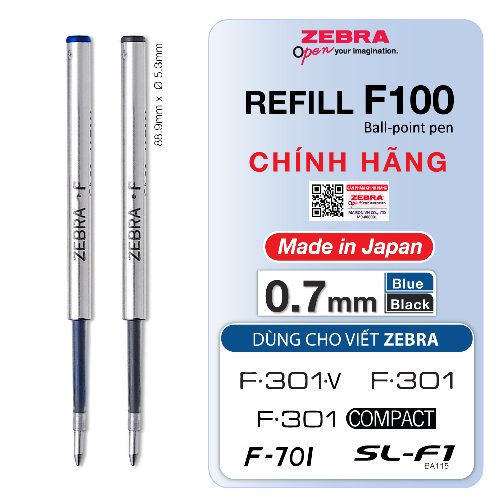 Ruột Bút Bi F100 Zebra Refill F-301, F701, BA115 ngòi 0.7 mm Chính Hãng ...