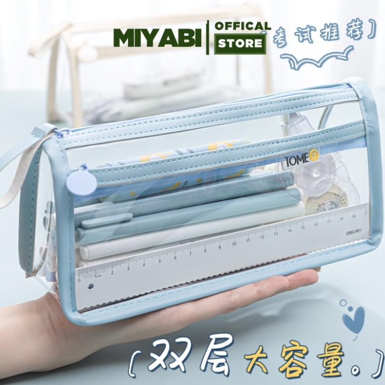 Hộp đựng bút trong suốt 2 ngăn - túi đựng bút học sinh cute - hộp bút ...