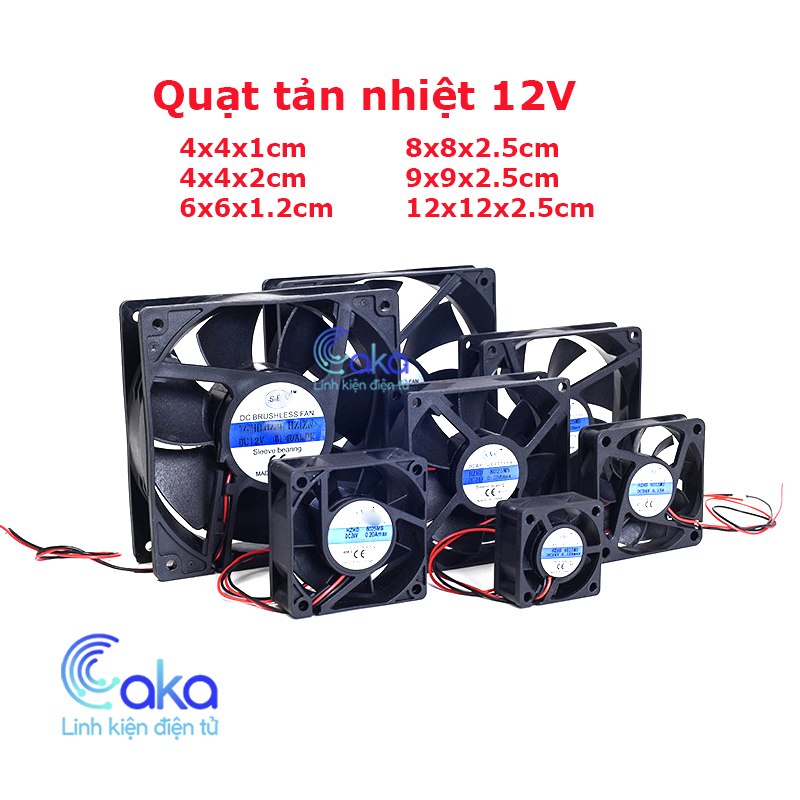 Quạt 12V 4cm 6cm 8cm 9cm 12cm Quạt tản nhiệt 12V nhiều kích thước - MixASale