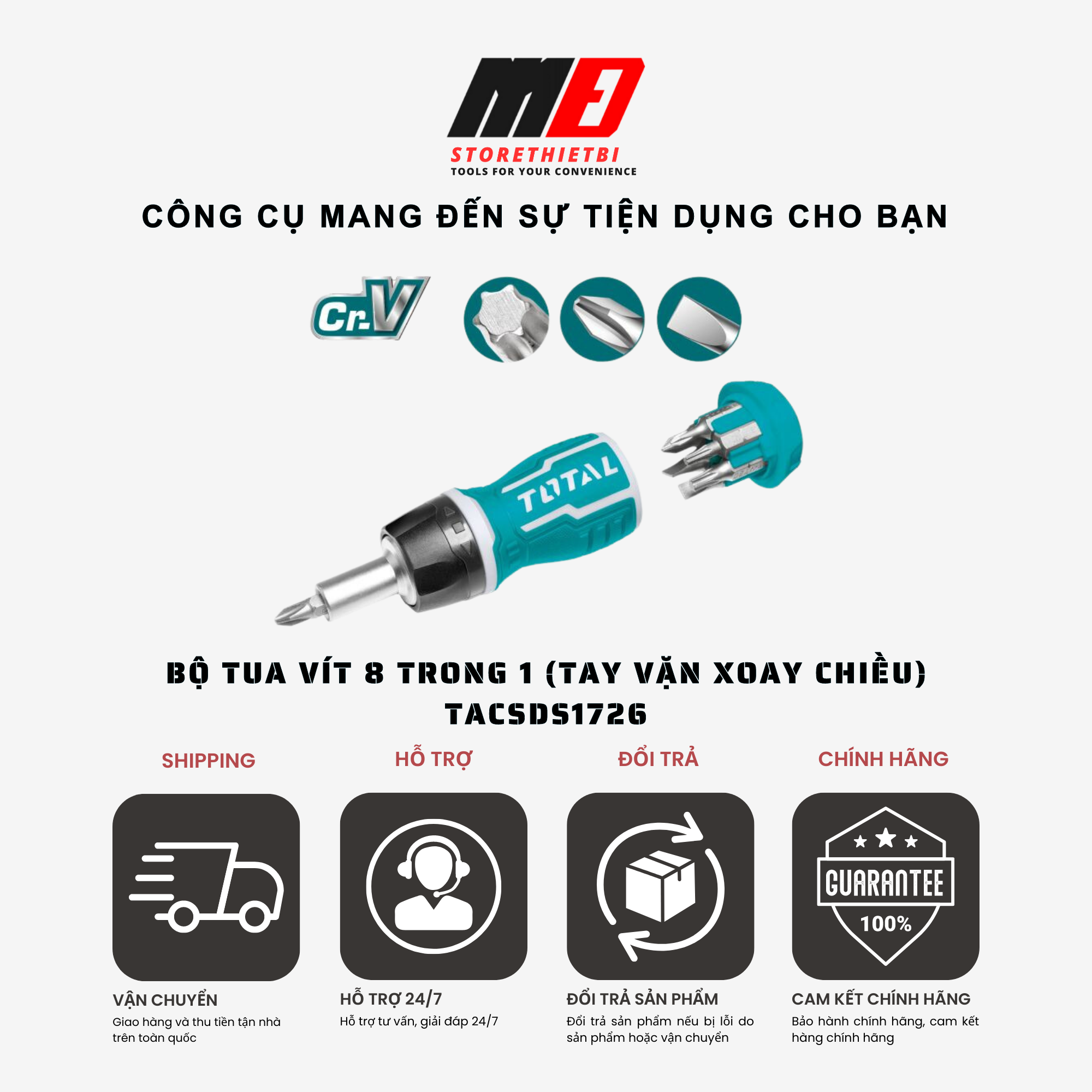 Bộ tua vít 8 trong 1không tự động và Bộ tua vít 8 trong 1 (tay vặn xoay ...