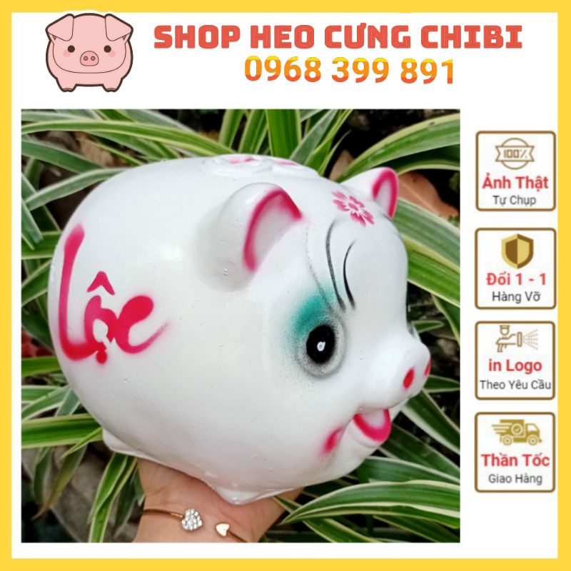 Lợn tiết kiệm Heo nơ tiết kiệm size 15cm Bát Tràng (nhiều mẫu) - MixASale