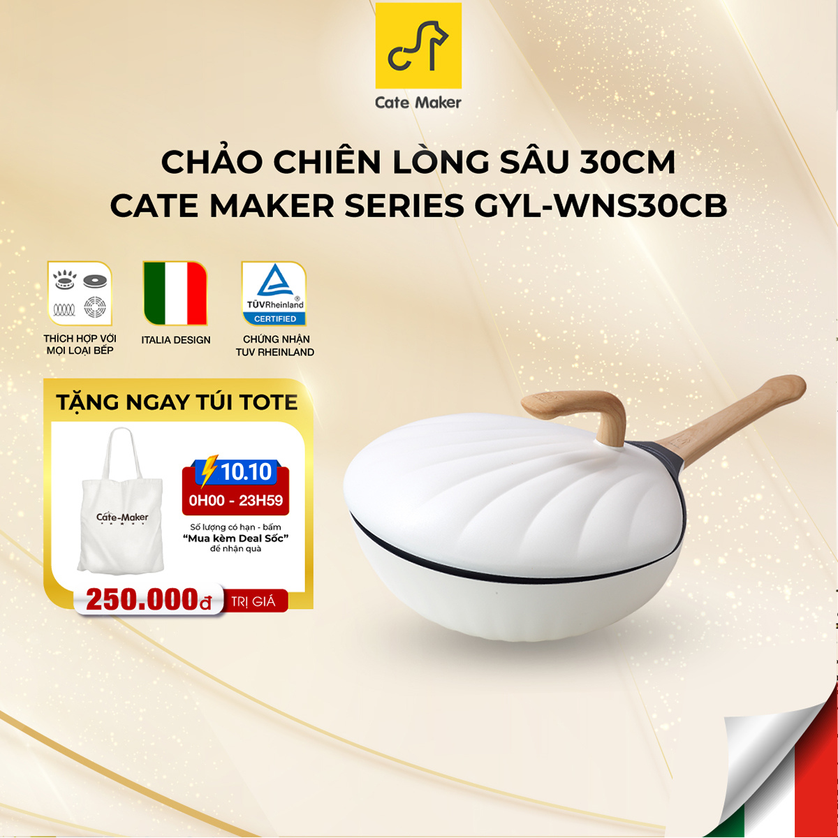Chảo chống dính Cate Maker VENUS SERIES GYL-WNS30CB, size 30cm, thiết ...