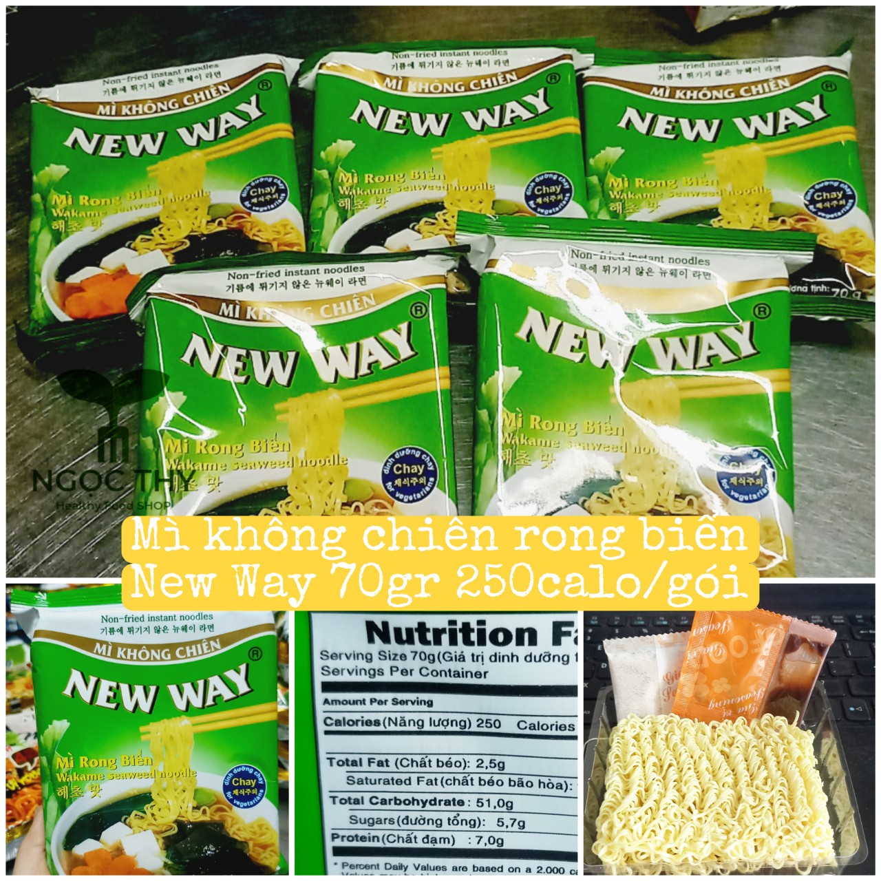 MÌ KHÔNG CHIÊN NEW WAY đủ vị rong biển, đậu Hà Lan, Udon, cà ri, mỳ ...