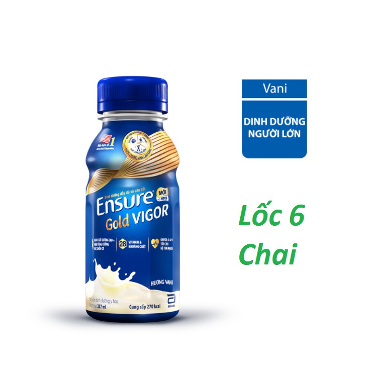 (Lốc 6 chai) Sữa pha sẵn Ensure Gold Vigor 237ml - Dinh dưỡng tăng ...