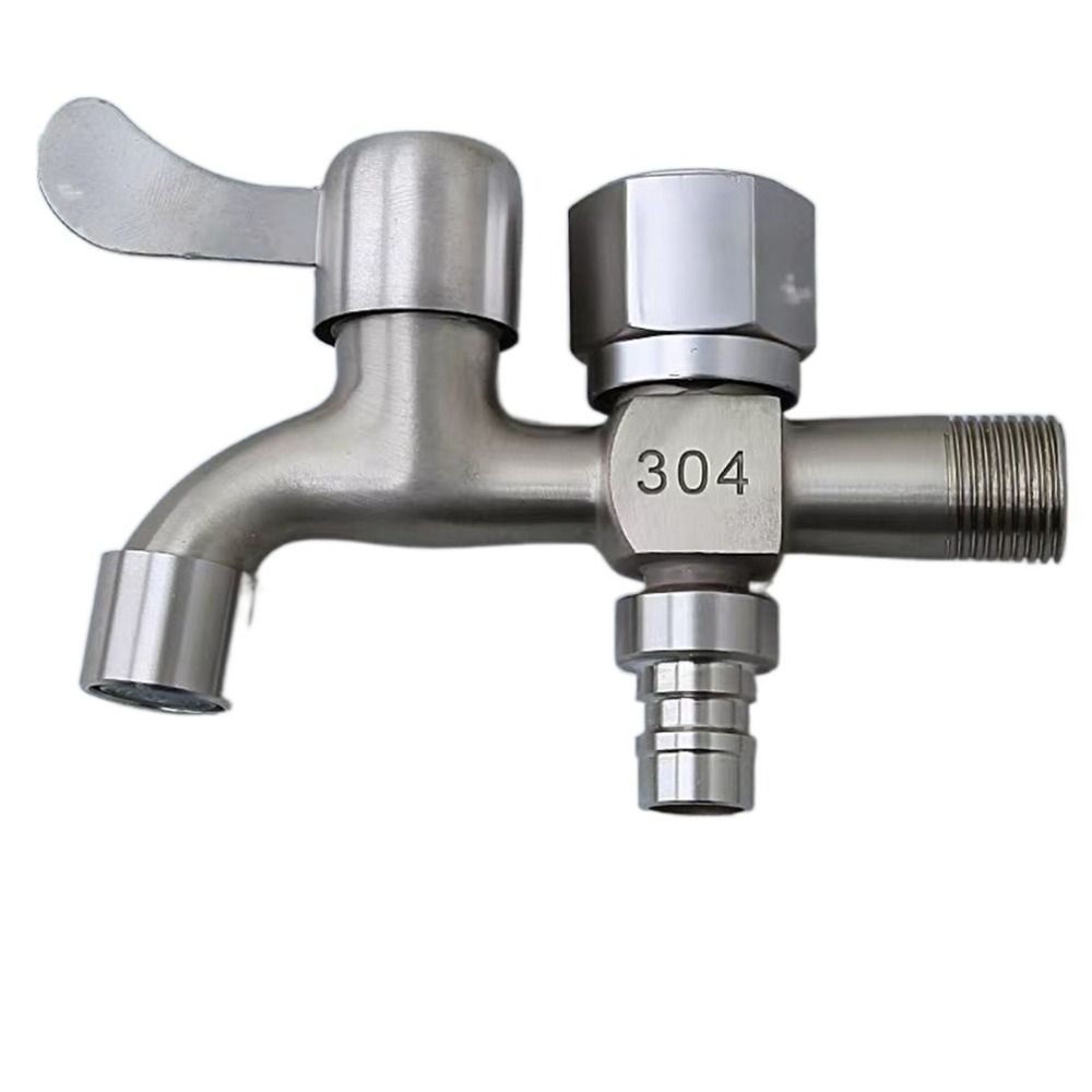 PETIYOUZA One-in-two-out Double Water Outlet Tap Stainless Steel Dual ...