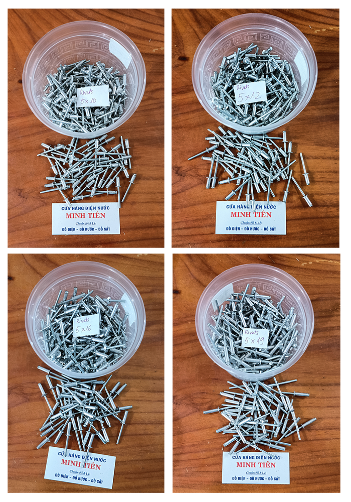 Combo 50 cây - Đinh Rive - Đinh rút - Rút Rive nhiều kích thước trong 1 ...