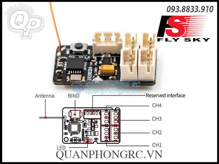 Bộ Thu Sóng FS-GMR 2.4Ghz 4CH AFHDS3 Micro Receiver Cho FlySky Noble FS ...