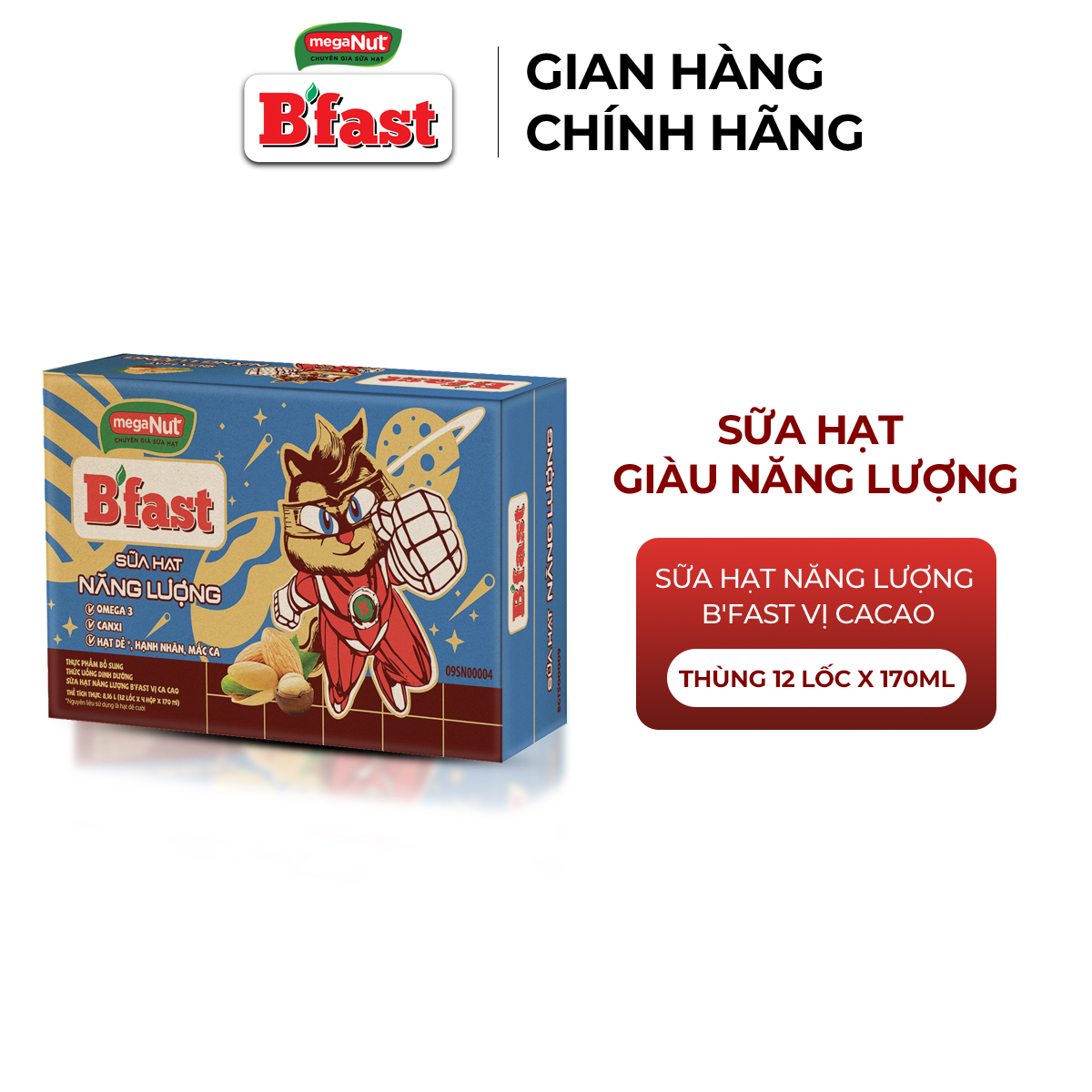 Sữa Hạt BFast Năng Lượng Vị Cacao Hộp 170ml - Thùng 12 Lốc x 4 Hộp ...