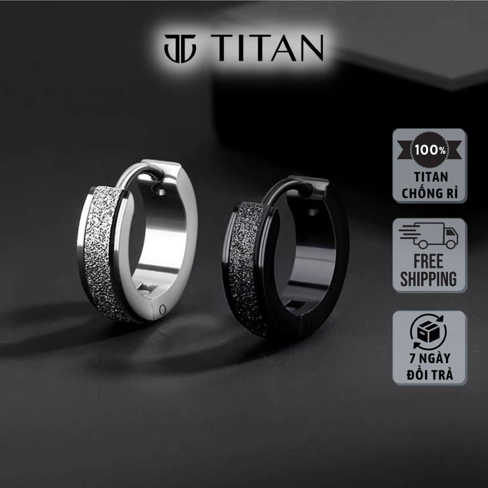 Bông tai đính đá kim cương titan không gỉ , khuyên tai nam tròn unisex ...