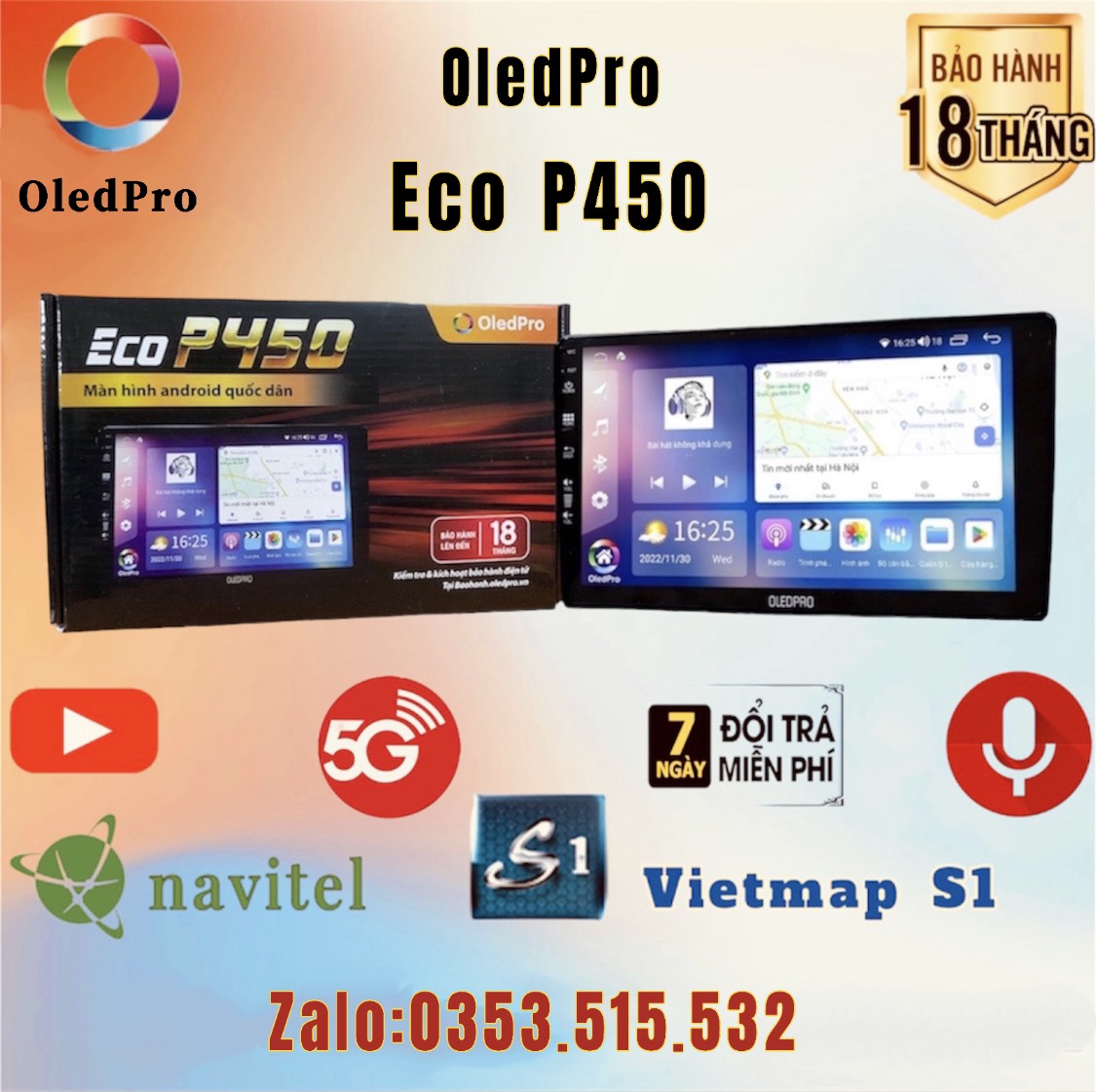 (Giá siêu rẻ) Màn hính Android OLED PRO ECO P450 thế hệ mới Chip 8X có ...