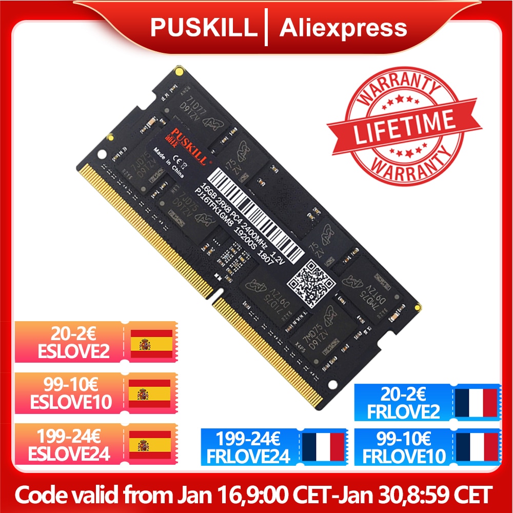 PUSKILL Memoria Ram DDR4 8GB 4GB 16GB 2400Mhz 2133 2666Mhz Sodimm ...