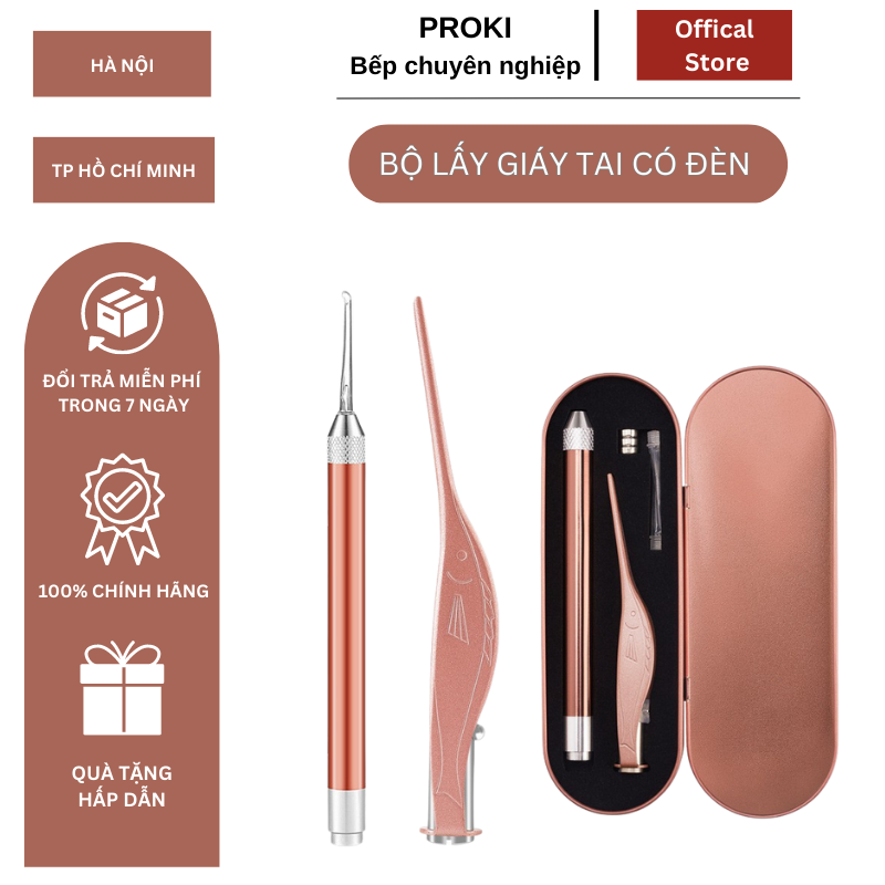 Bộ lấy ráy tai, ngoáy tai có đèn PROKI, Bộ dụng cụ lấy ráy tai chuyên ...