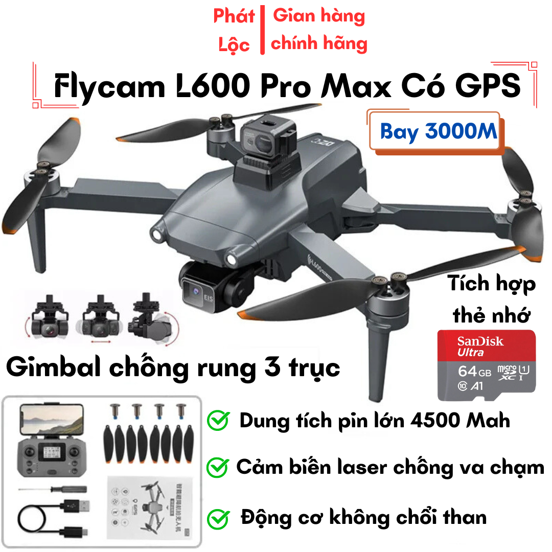 Máy Bay Flycam L600 Pro Max Drone Camera 4k Cảm Biến Chống Va Chạm ...