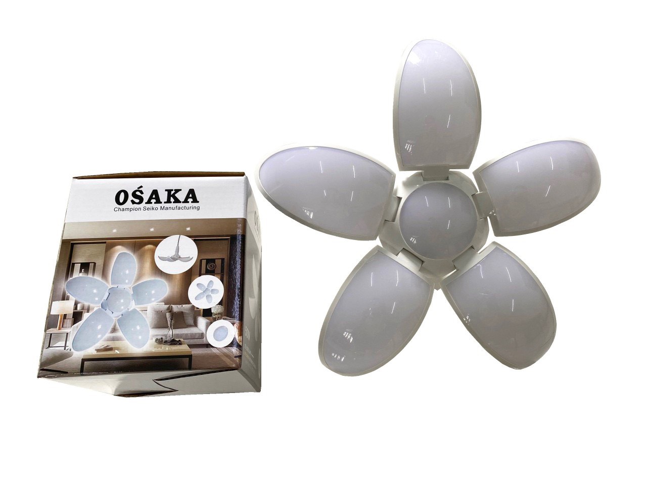 Đèn led 5 cánh OSAKA 50w mẫu mới siêu sáng điện 220V, đui đèn E27 ...