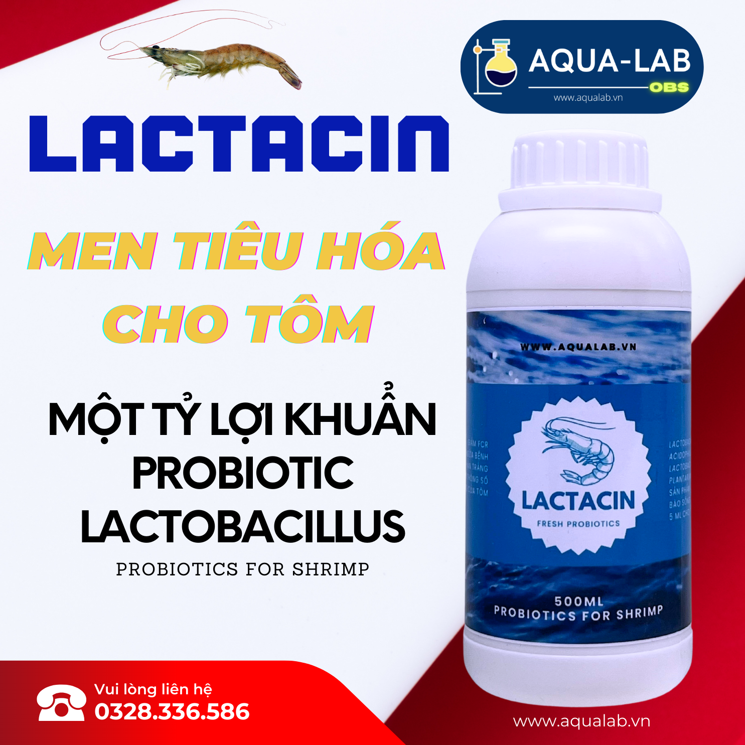 MEN TIÊU HÓA CHO TÔM THẺ CHÂN TRẮNG TÔM SÚ LACTACIN 500ML NONG TO ĐƯỜNG ...
