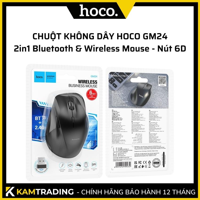 Chuột không dây Hoco GM24 Mystic 6 nút kết nối 2in1 Blutetooth/2.4G giảm tiếng ồn khi nhấp vào ...
