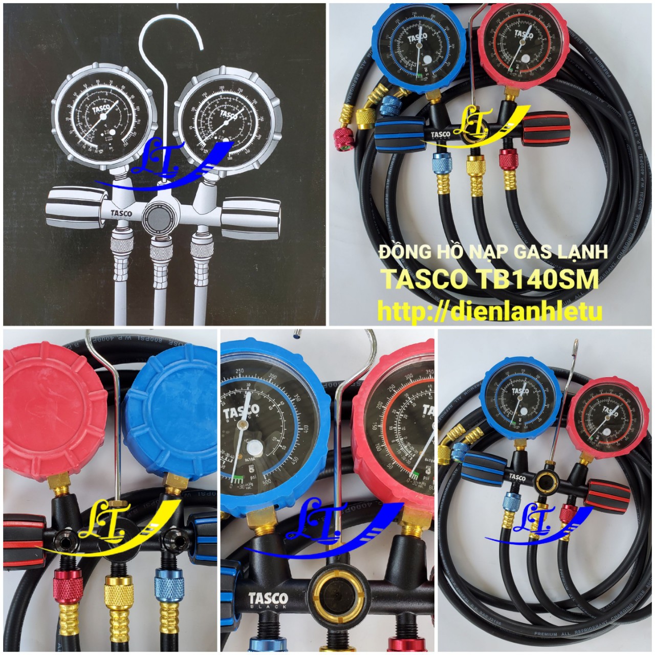 ĐỒNG HỒ ĐO ÁP SUẤT - ĐỒNG HỒ ĐÔI NẠP GAS R410 R32 TASCO TB140SM BH12 - MixASale