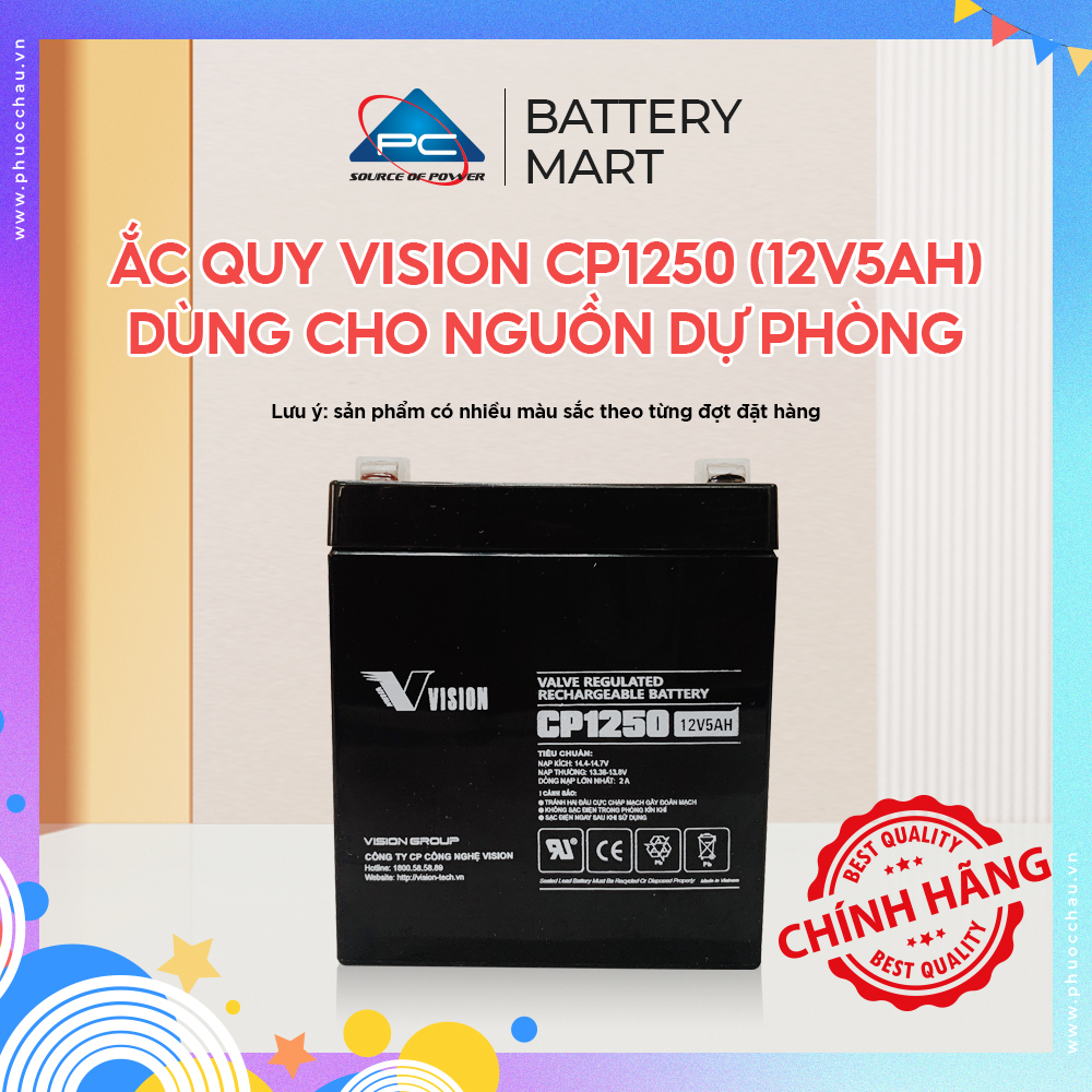 ẮC QUY VISION CP1250 (12V5AH), Chuyên Dùng Cho Nguồn Dự Phòng (UPS ...