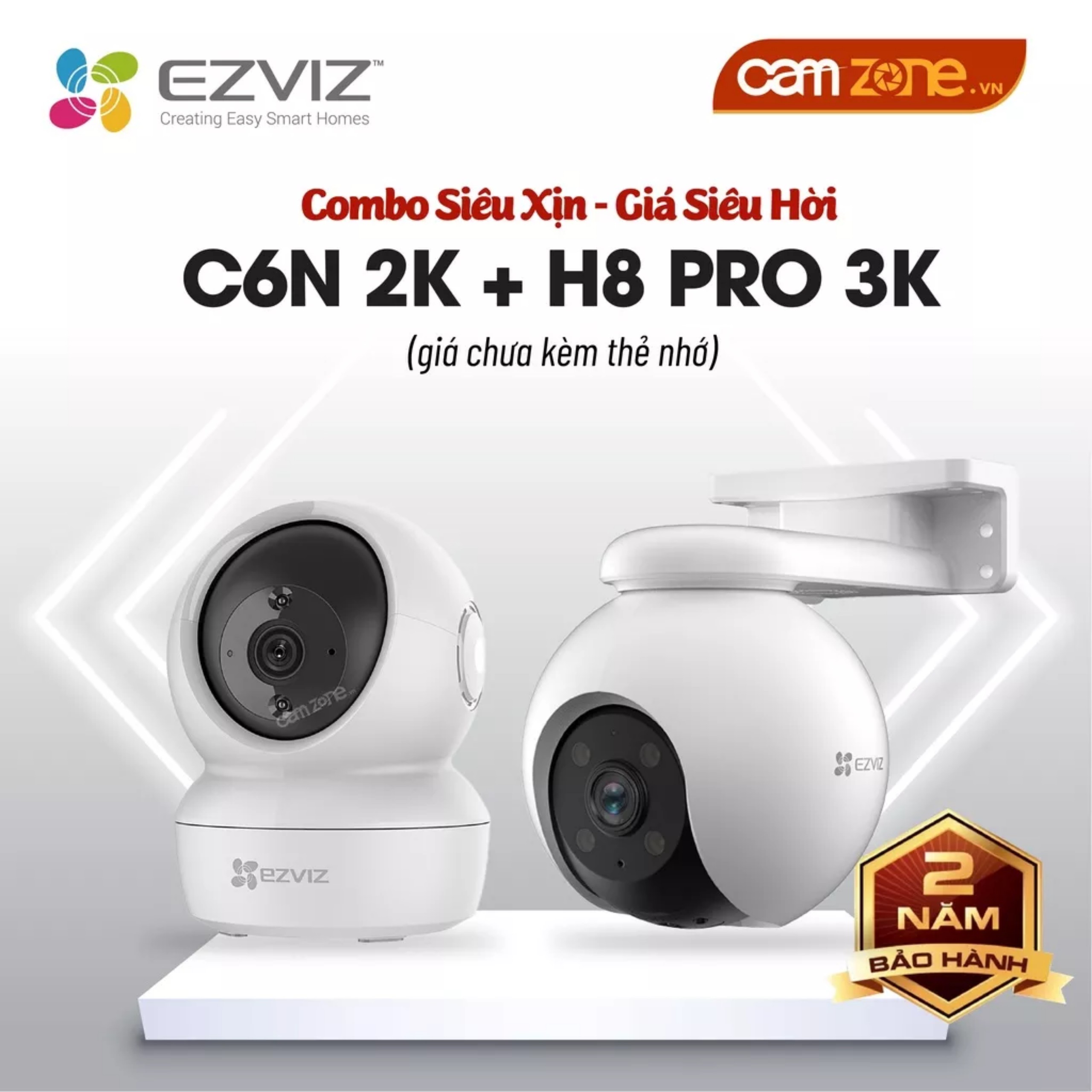 Combo Camera Wifi Trong Nhà Ngoài Trời EZVIZ H8 PRO 3K 5MP C6N 4MP giá ...