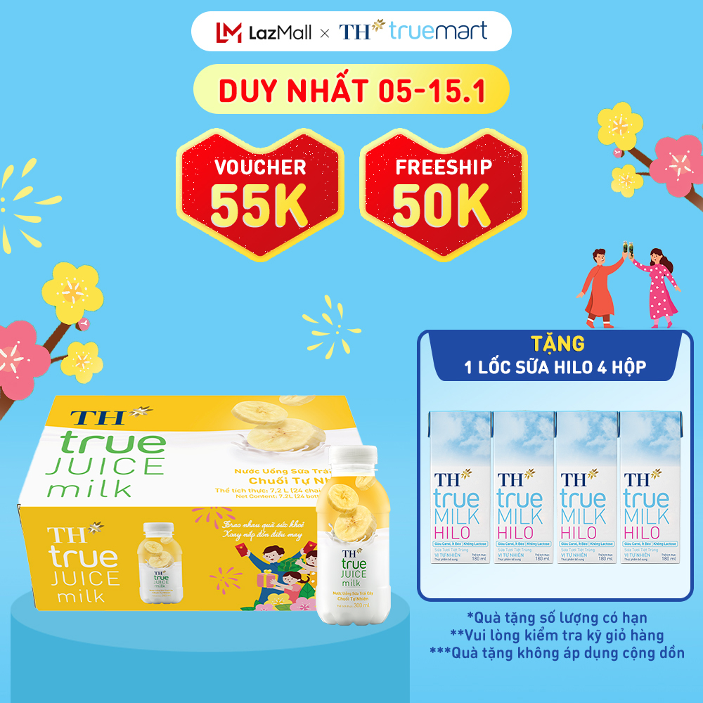 Thùng 48 hộp sữa tươi tiệt trùng ít đường TH True Milk 180ml (180ml x 48) - MixASale