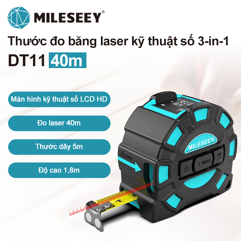 Mileseey Thước dây Laser kỹ thuật số 3 trong 1 DT20/DT11/DT10 40m/60m ...
