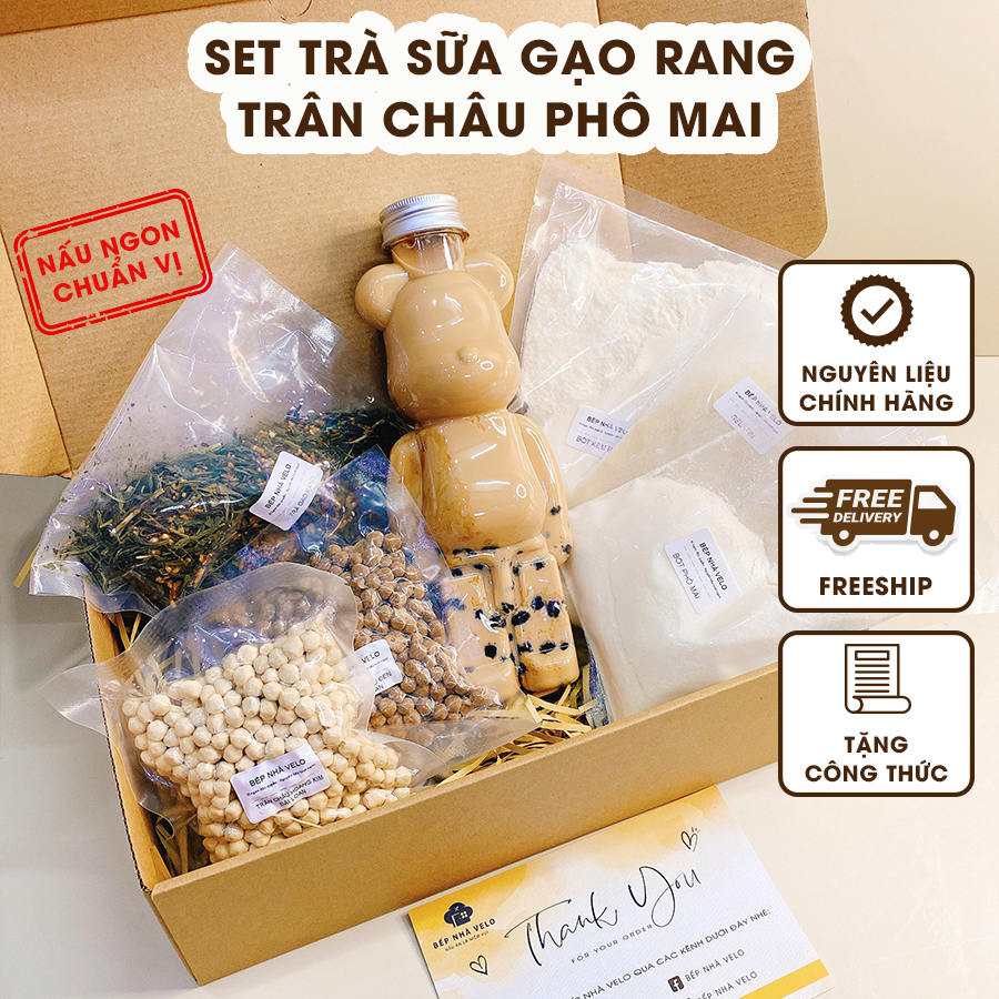 Set Trà Sữa Gạo Rang Trân Châu Phô Mai - Trà sữa Pana Cotta - Nấu được ...