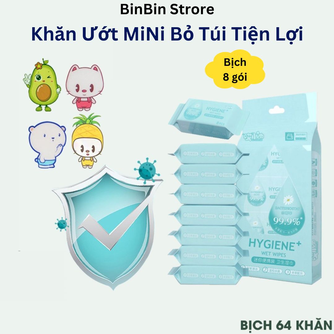 HCM Khăn Giấy Ướt Mini Set 8 Gói (64 tờ) Dễ Thương Bỏ Túi Tiện Lợi ...