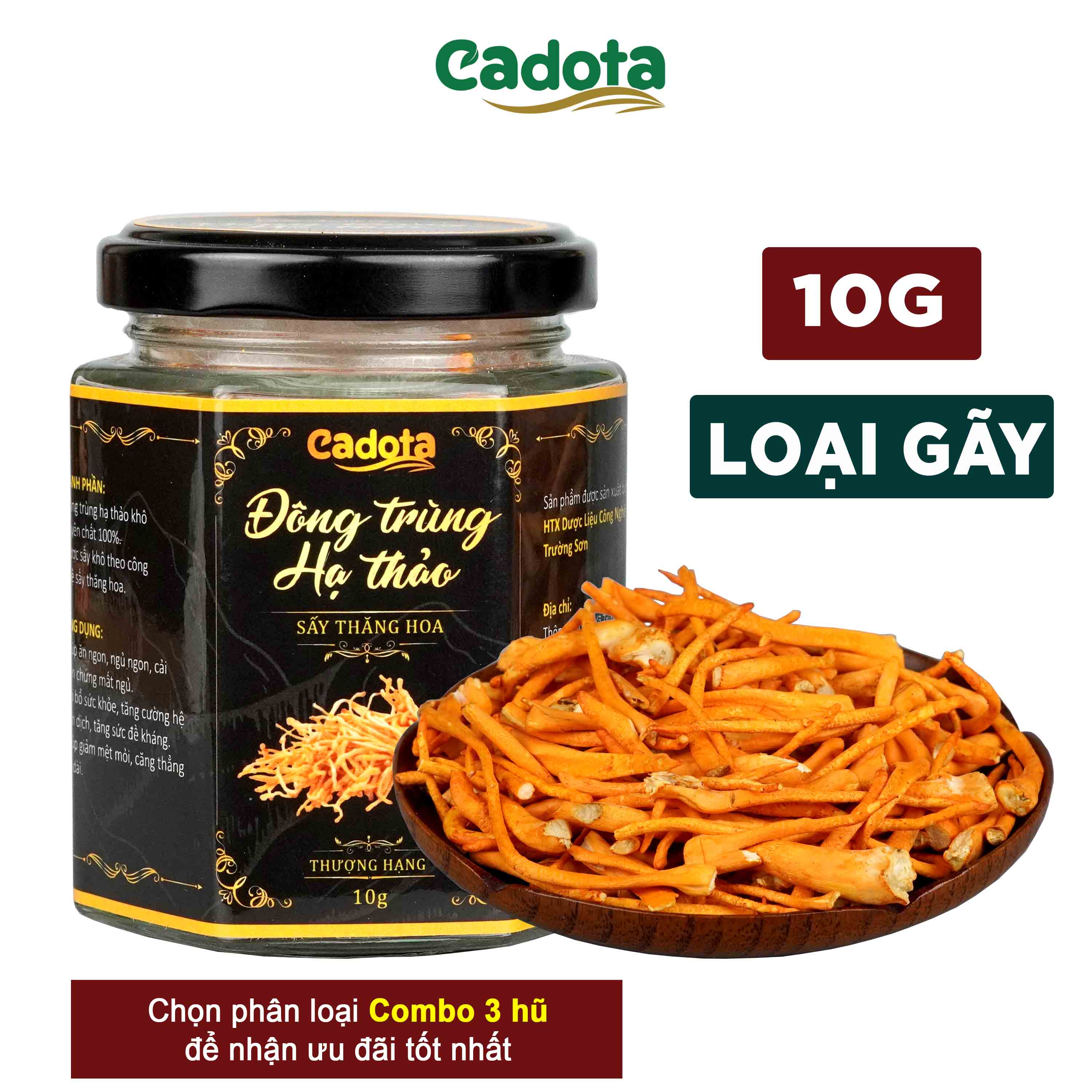 Hũ 10g Đông trùng hạ thảo sấy thăng hoa Sợi Gãy giúp dễ ngủ tăng cường ...