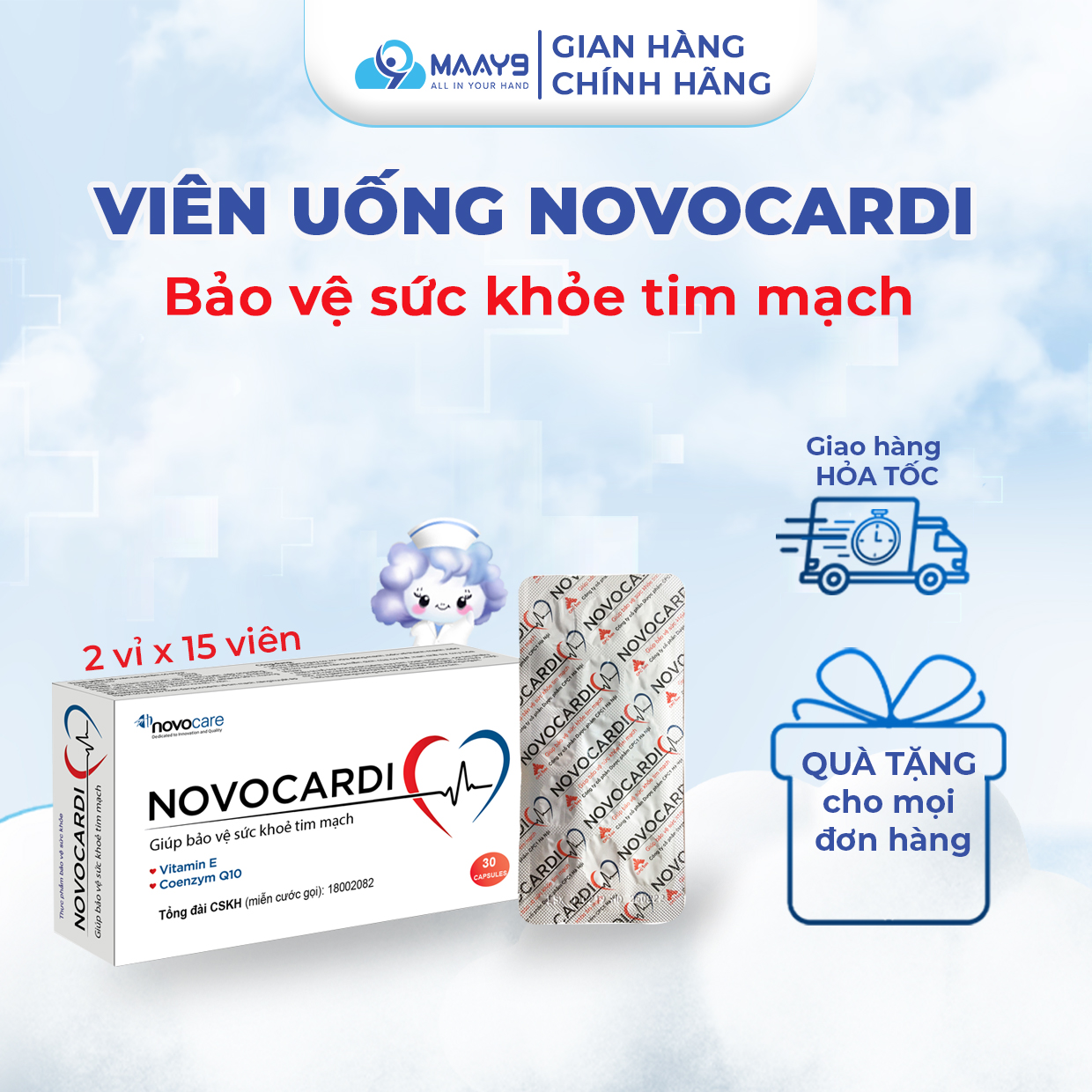 Viên uống Novocare Novocardi bảo vệ sức khỏe tim mạch, giảm nguy cơ xơ ...