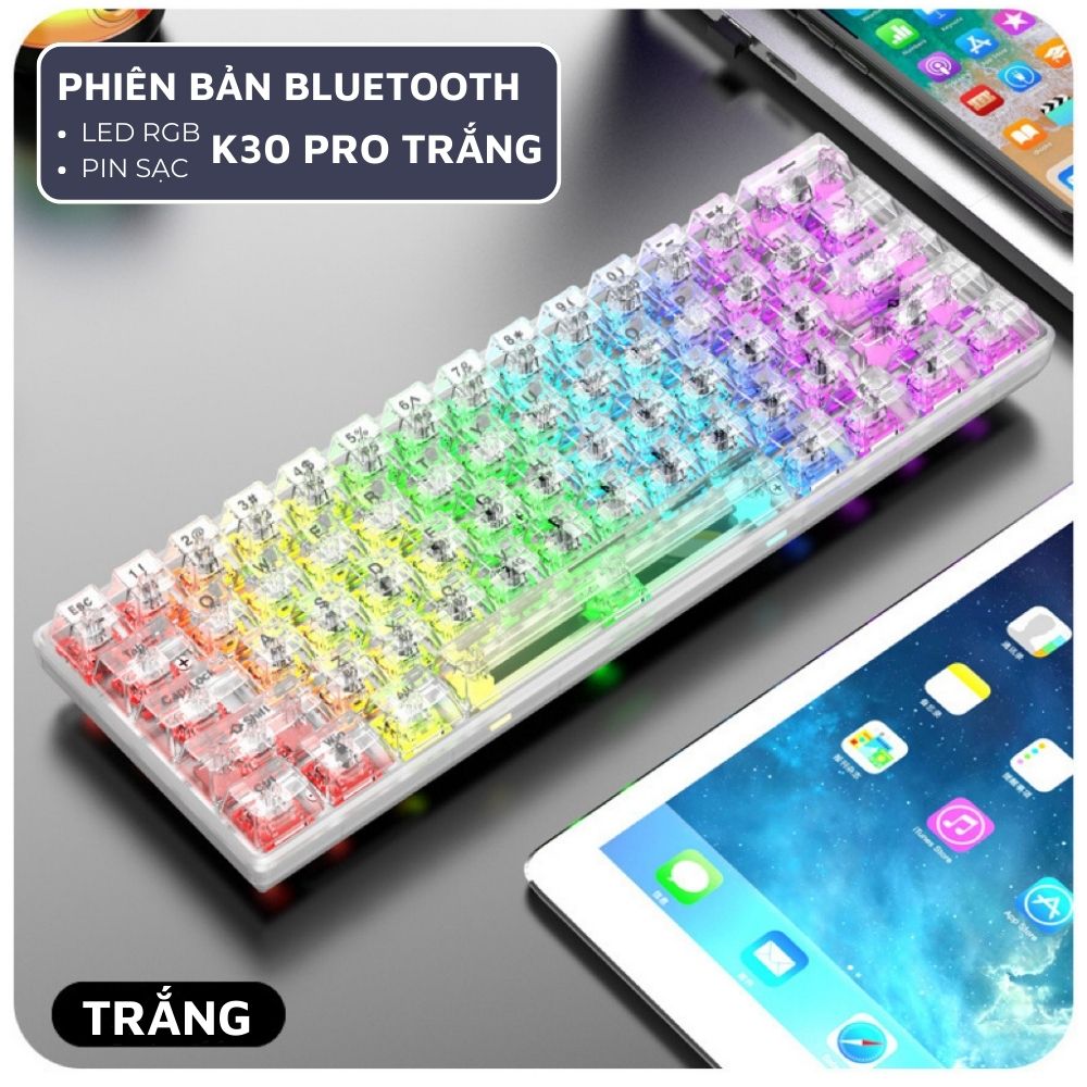 Bàn Phím Cơ Bluetooth Mini Trong Suốt Siêu Đẹp Ziyou K30 Pro Trục CƠ ...