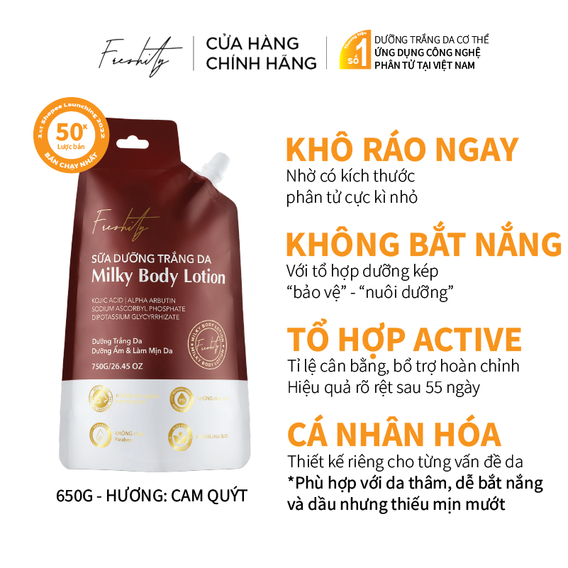 Sữa Dưỡng Trắng Da Toàn Thân Freshity Milky Body Lotion Kem Dưỡng Nghệ ...