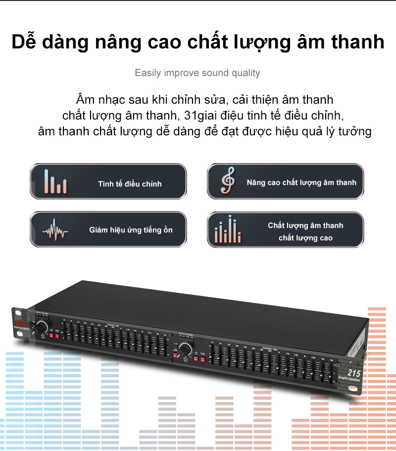 DBX 215 EQ equalizer Cao Cấp -2 Kênh- 30 Cần Chỉnh Bộ Lọc Xì Karaok ...