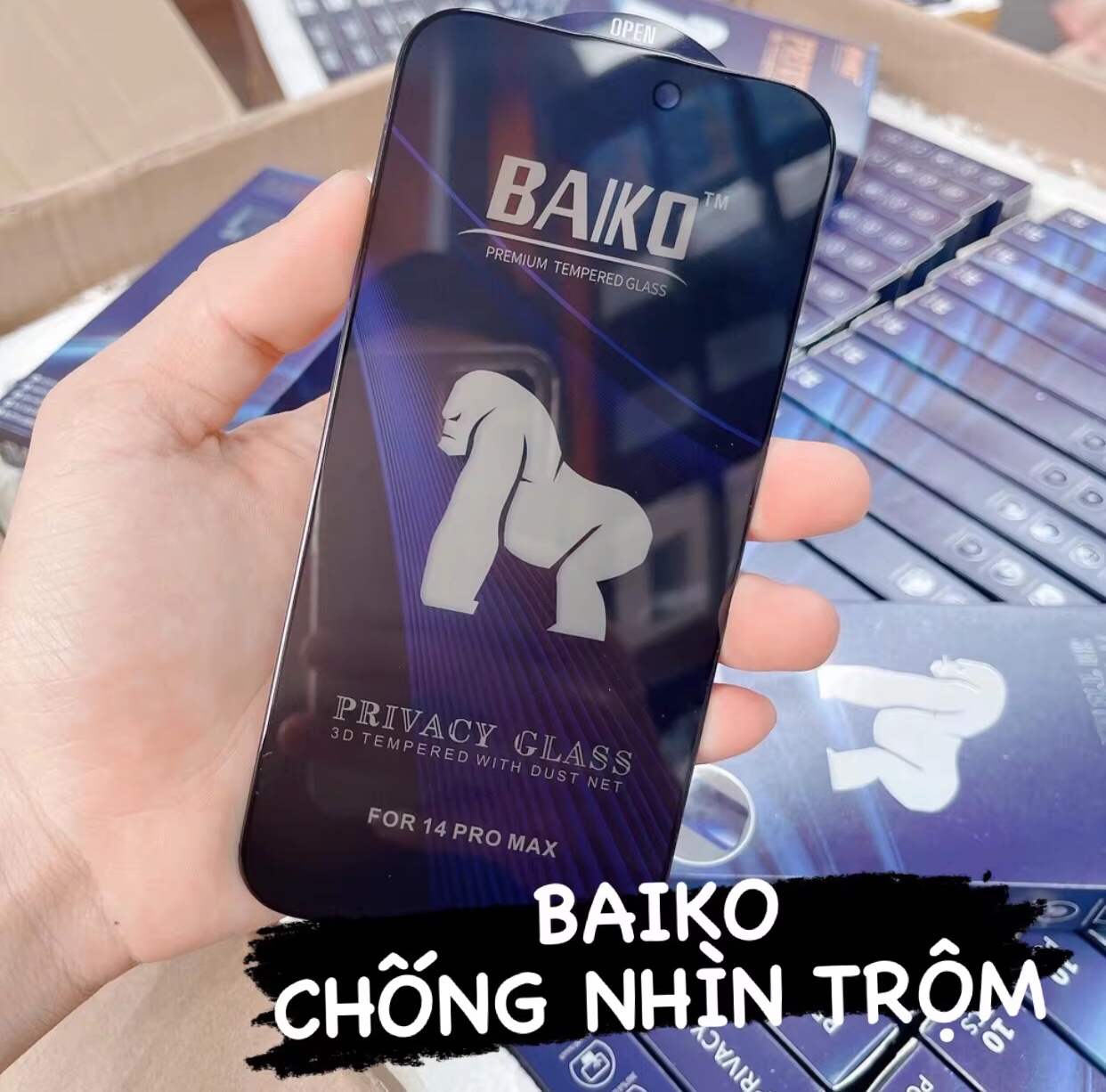 Kính cường lực Baiko chống nhìn trộm iPhone 14Promax 13promax 12 Promax ...