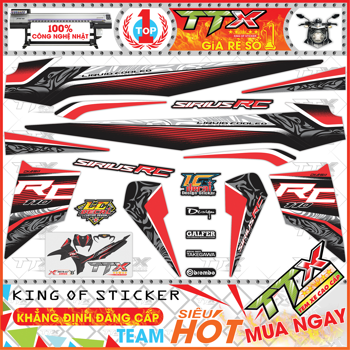 Team Sirius Mẫu Mới RC Đỏ Đen Siêu Đẹp - MixASale