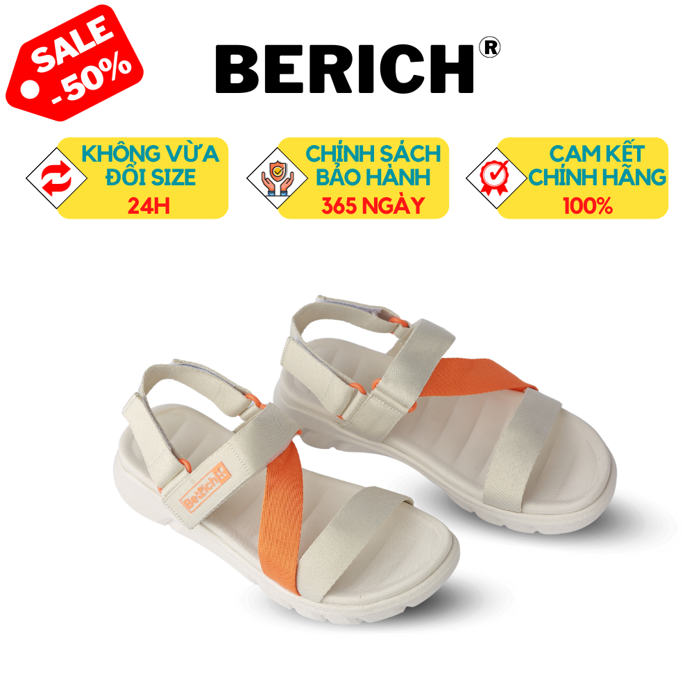 [BERICH CHÍNH HÃNG] Giày Dép Sandals Berich Nam Nữ Đế Thấp Kem Phối Cam ...